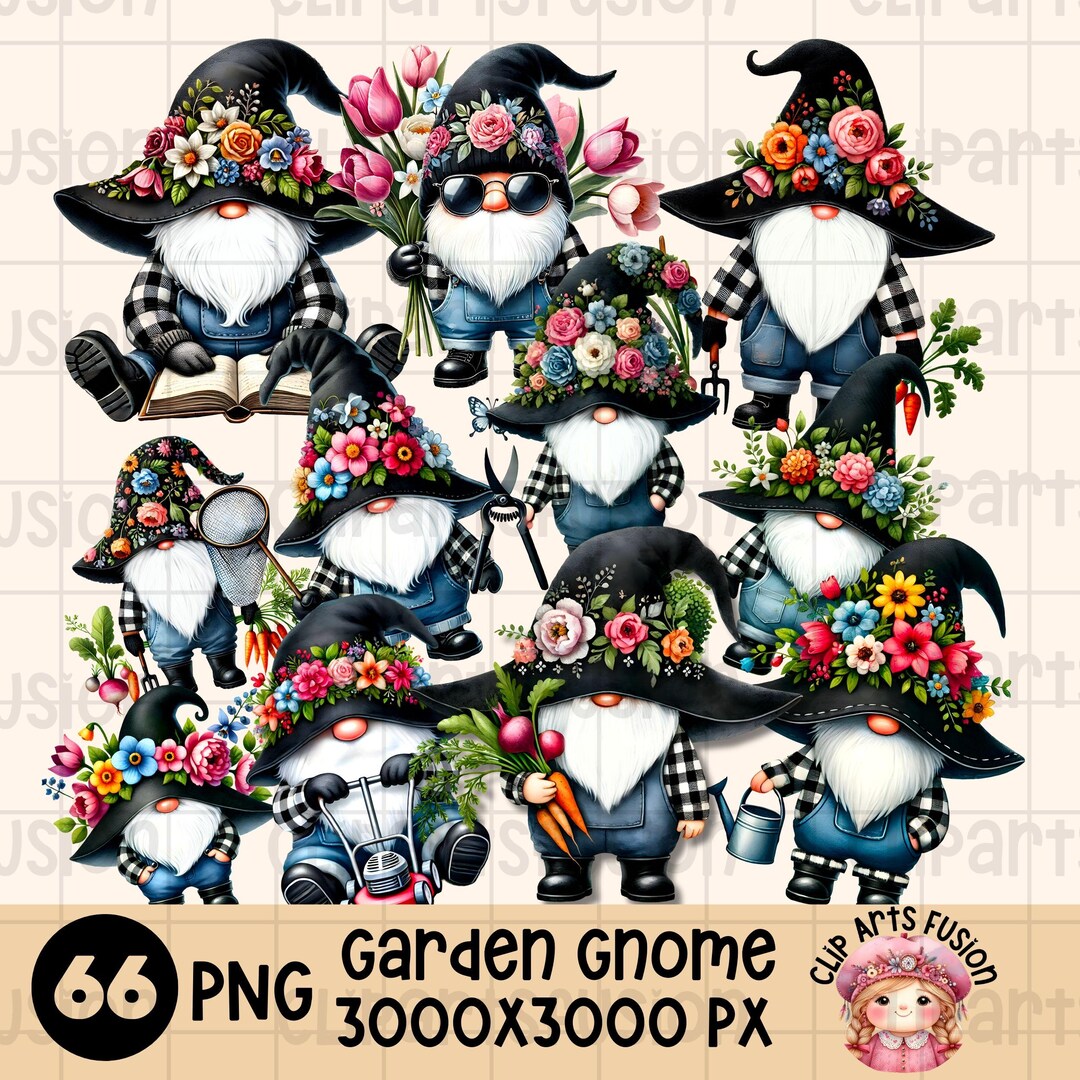 Watercolor Cute Garden Gnome Clipart Set | Gnome Stickers | Nome Fairy ...