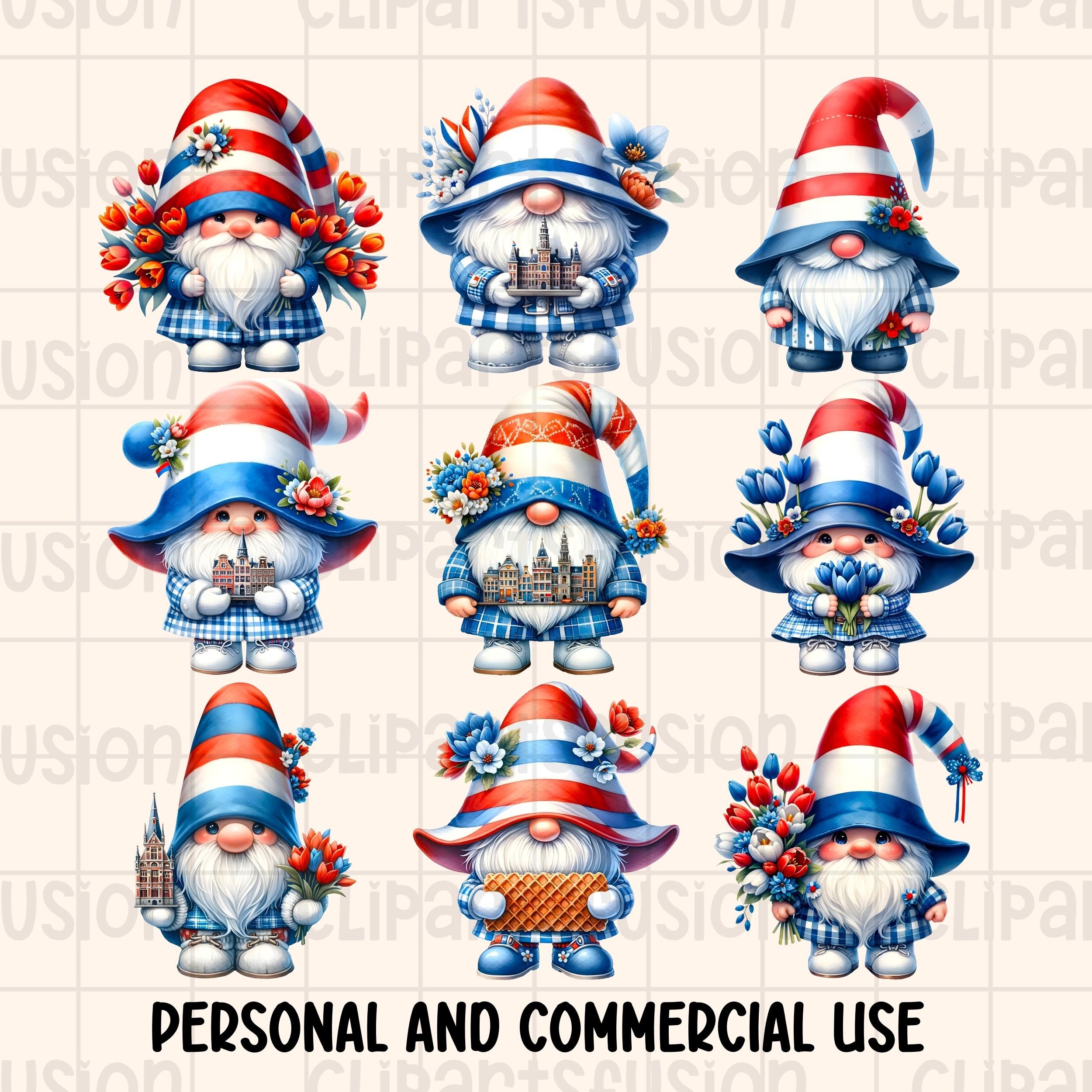 Dutch Gnome Clipart Bundle | 60 PNG Cute Nome Collection | Netherlands ...