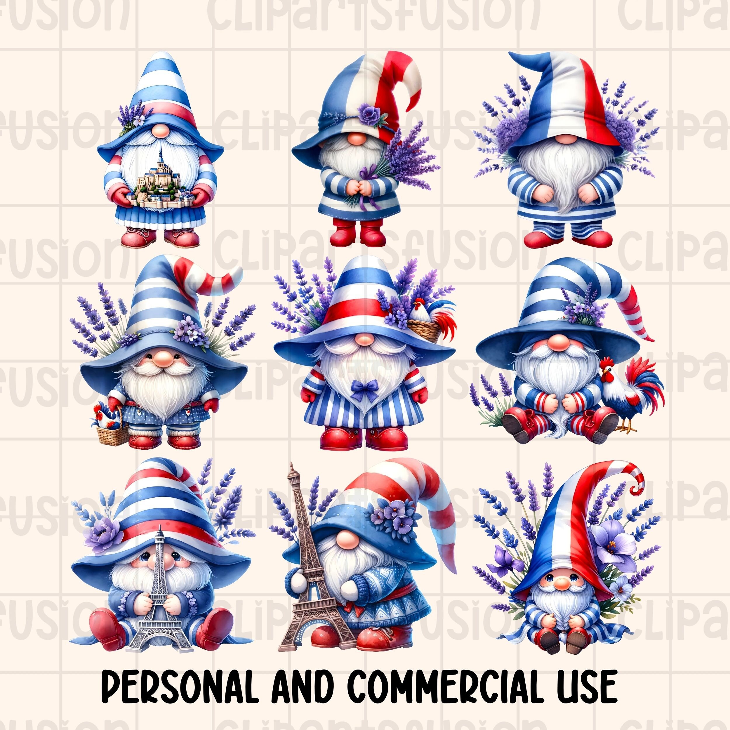 French Gnome Clipart Bundle | Travel to France Graphics Collection ...