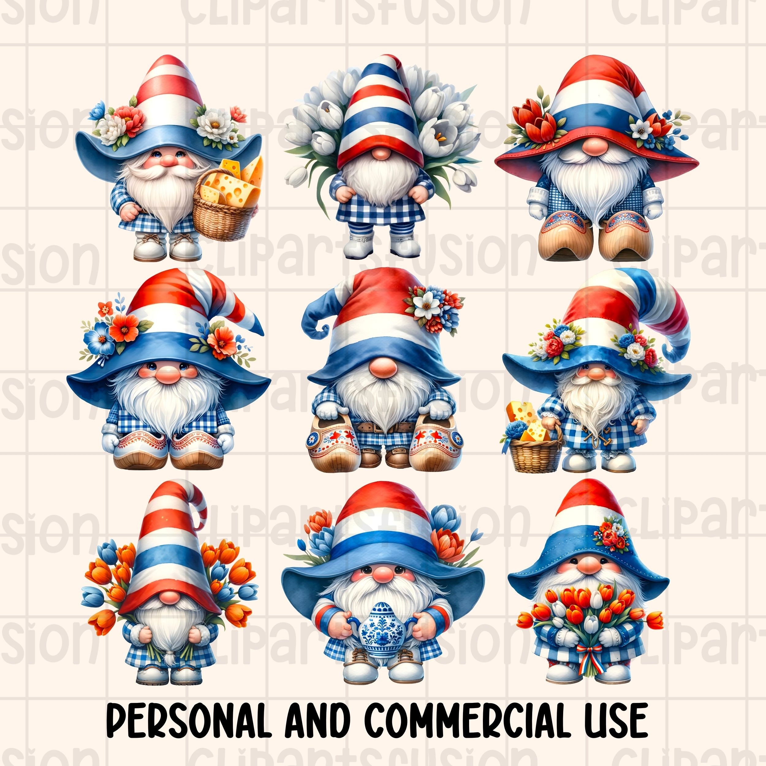 Dutch Gnome Clipart Bundle | 60 PNG Cute Nome Collection | Netherlands ...