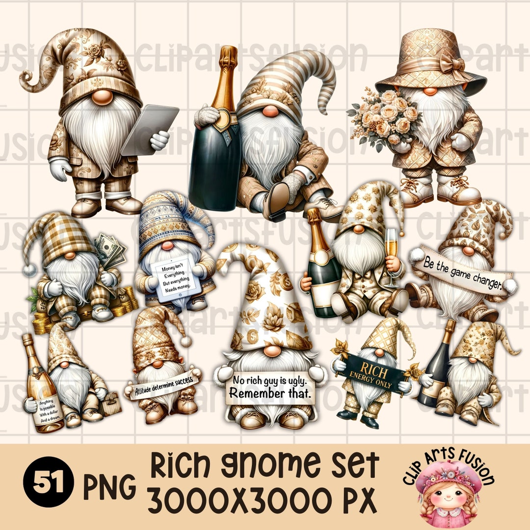 Rich and Wealthy Gnome Watercolor Clipart Set | Gnomes Theme ...