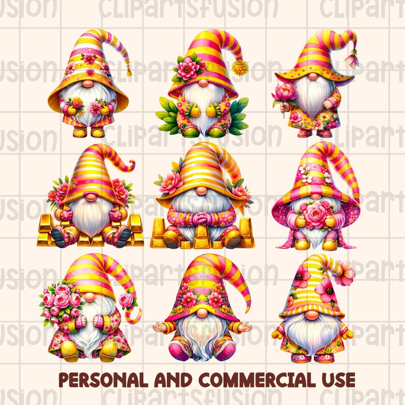 Gnome Watercolor Clipart, Rich Gnomes Collection in Summer,gnome ...