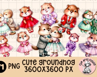 Marmot Clipart, Groundhog Watercolor PNG, Transparent 300 DPI, Wildlife ...