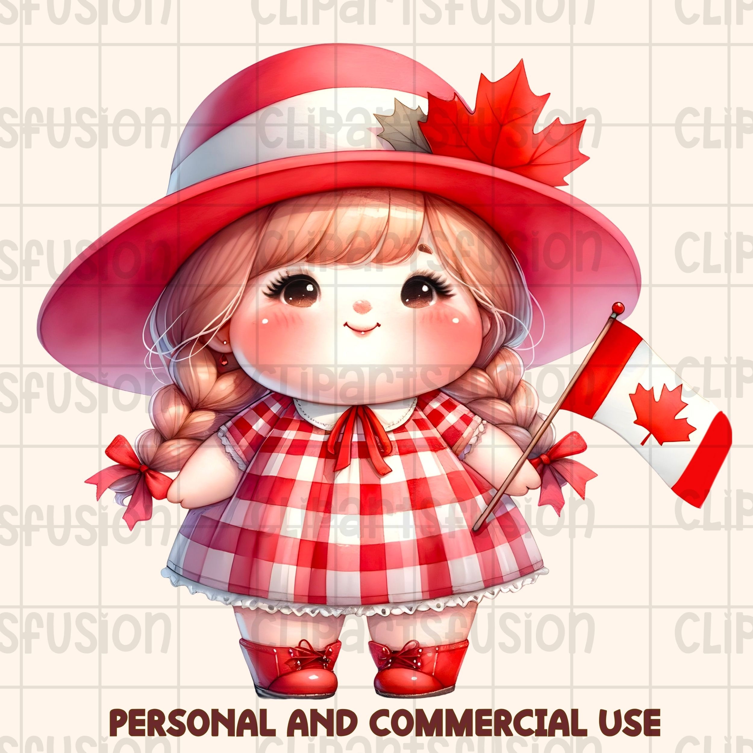 Canadian Girls Clipart Watercolor Bundle Happy Girls With Plaid Dress ...