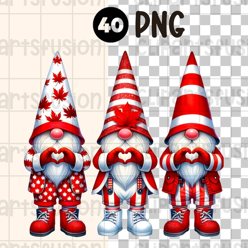 Canadian Gnome Watercolor Clipart Collection Set 6 | Independence Day ...