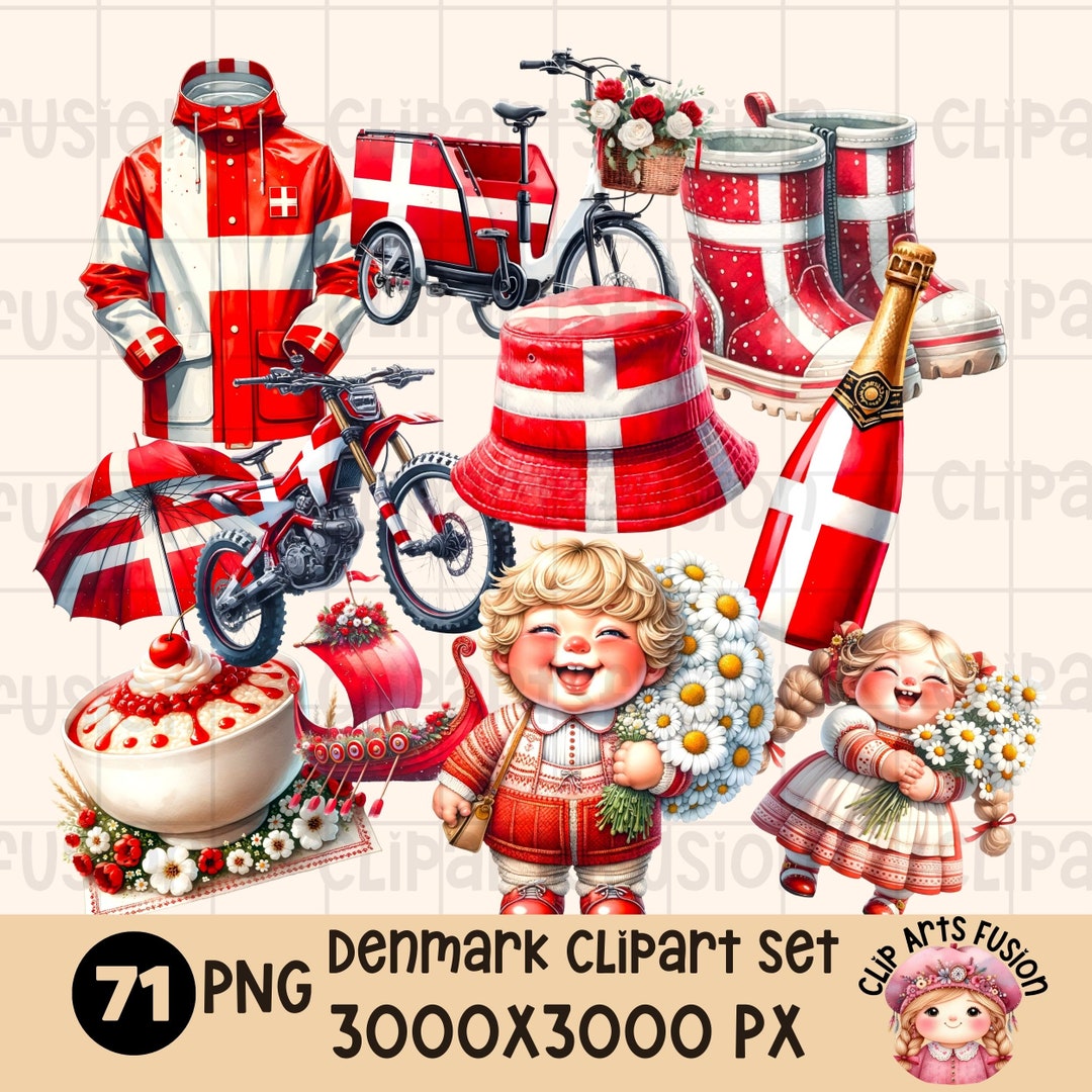 Denmark Culture Clipart Bundle | Travel to Denmark Graphics Collection ...