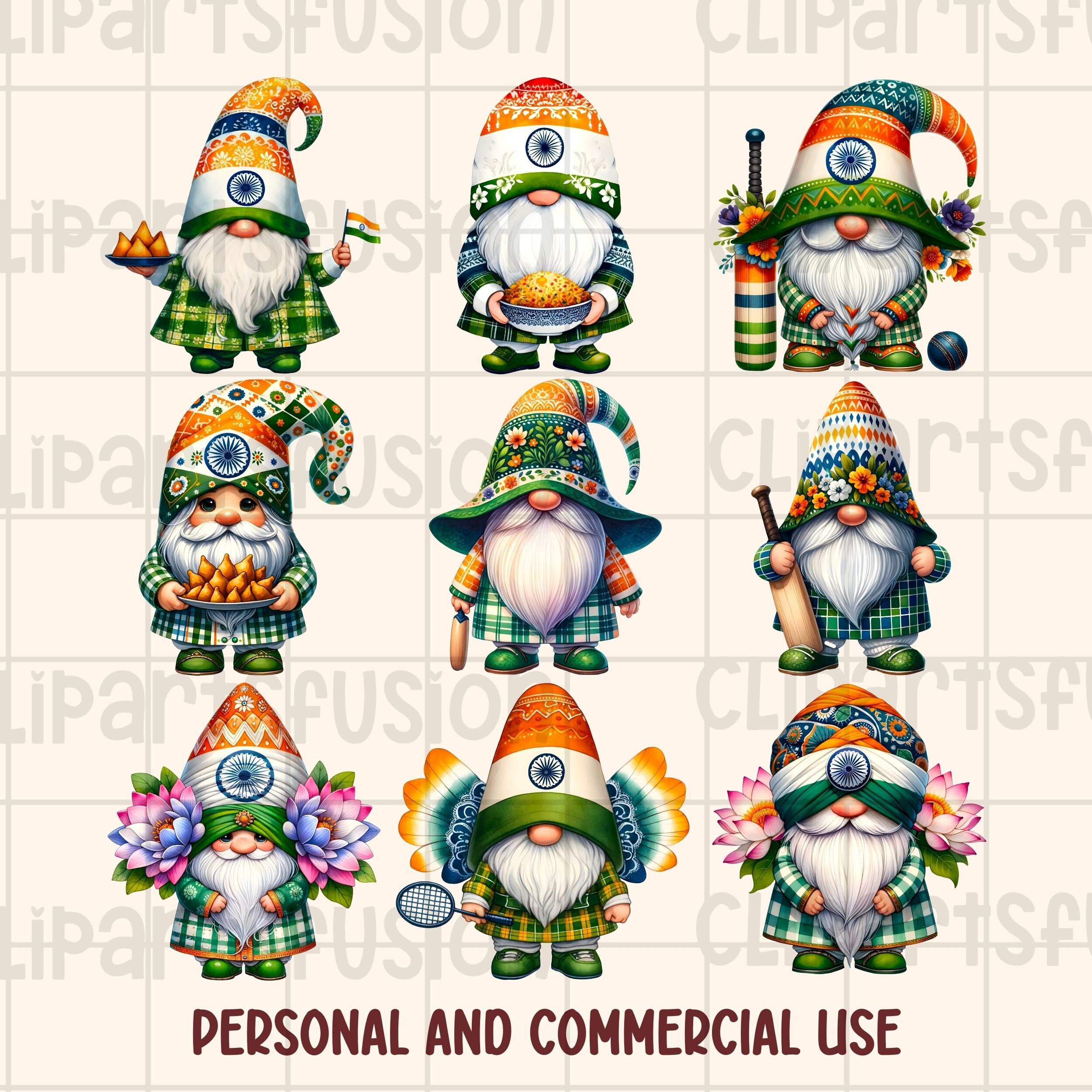 Indian Watercolor Gnome Clip Art Bundle | Travel to India | Culture ...