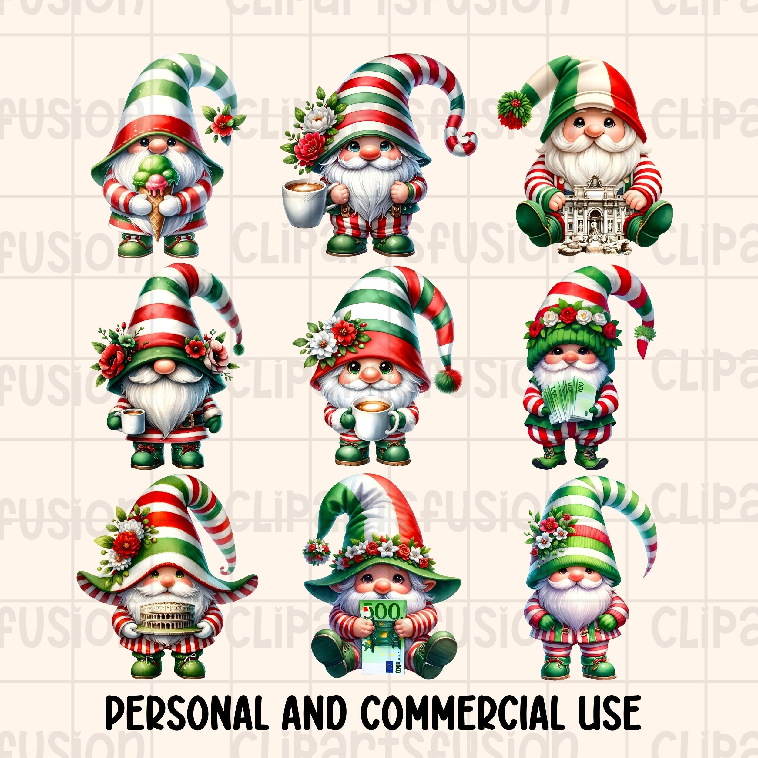 Italian Gnome Clipart Set | Travel Gnome to Italy | 58 PNG Culture ...
