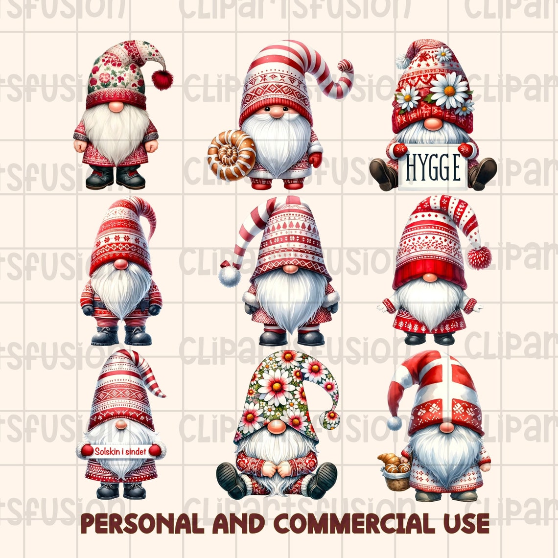 Danish Gnome Watercolor Clipart Collection |cute Gnome Graphics ...