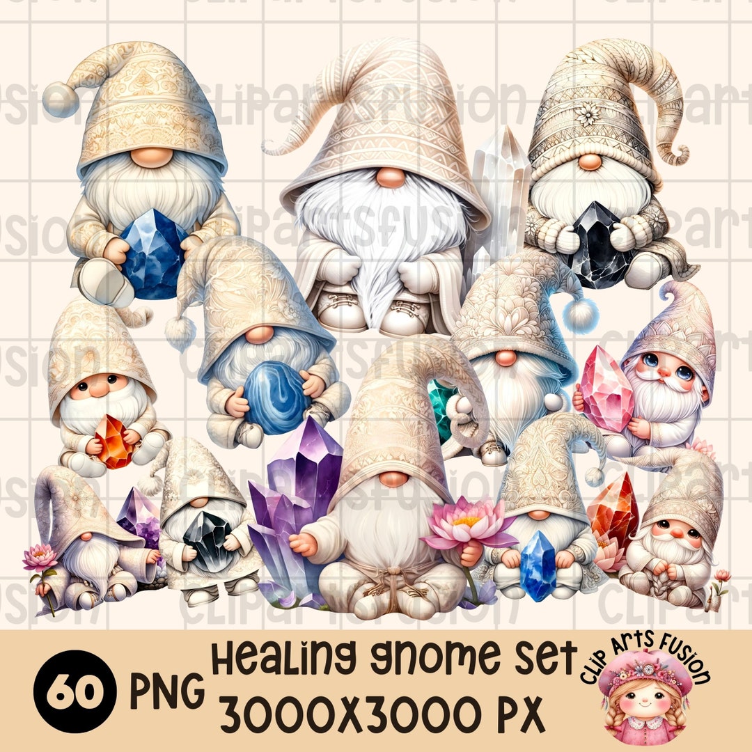 Watercolor Healing Gnomes Clipart Set, Affirmation Gnomes Collection ...