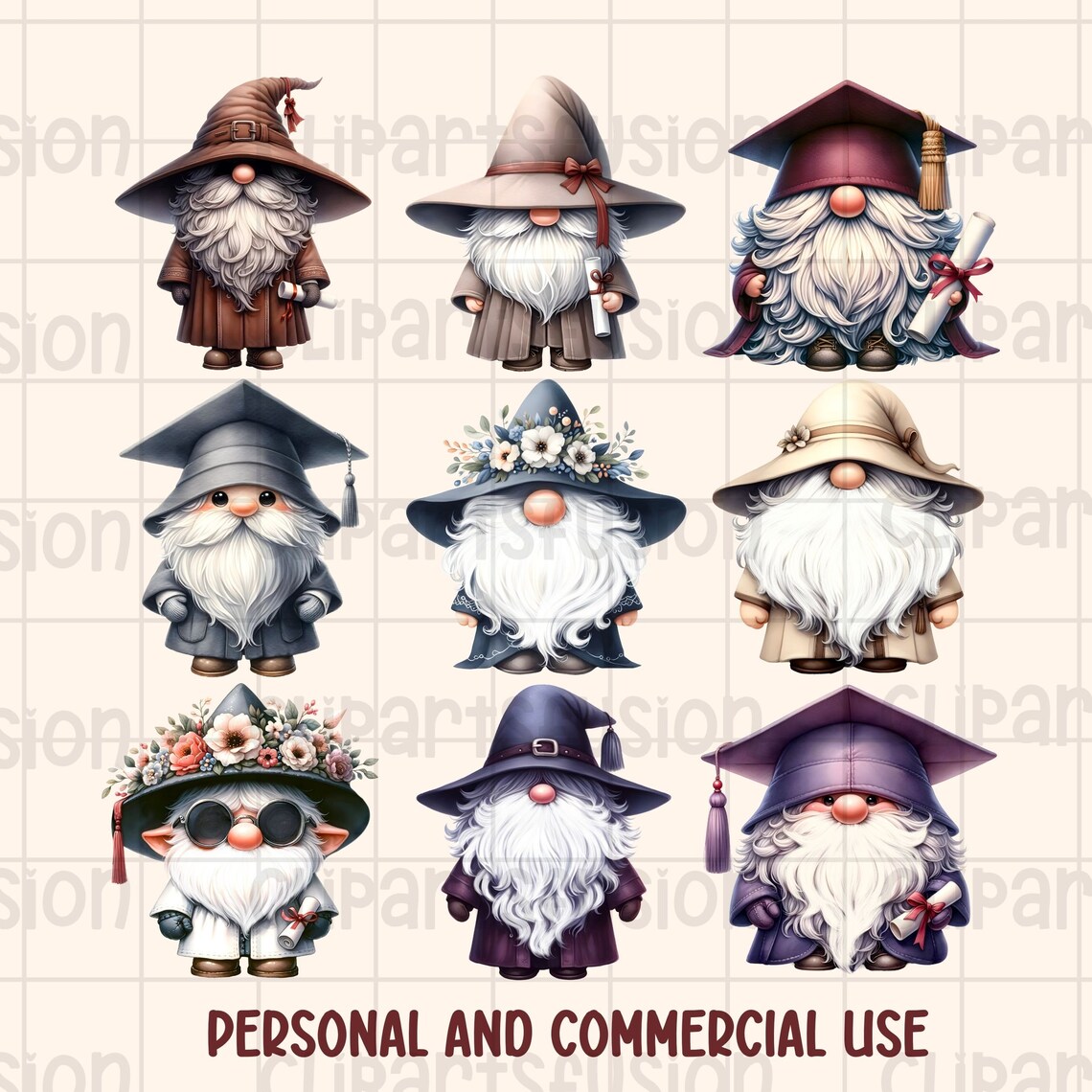 Graduation Gnome Clipart PNG Collection Watercolor Nome Grad ...