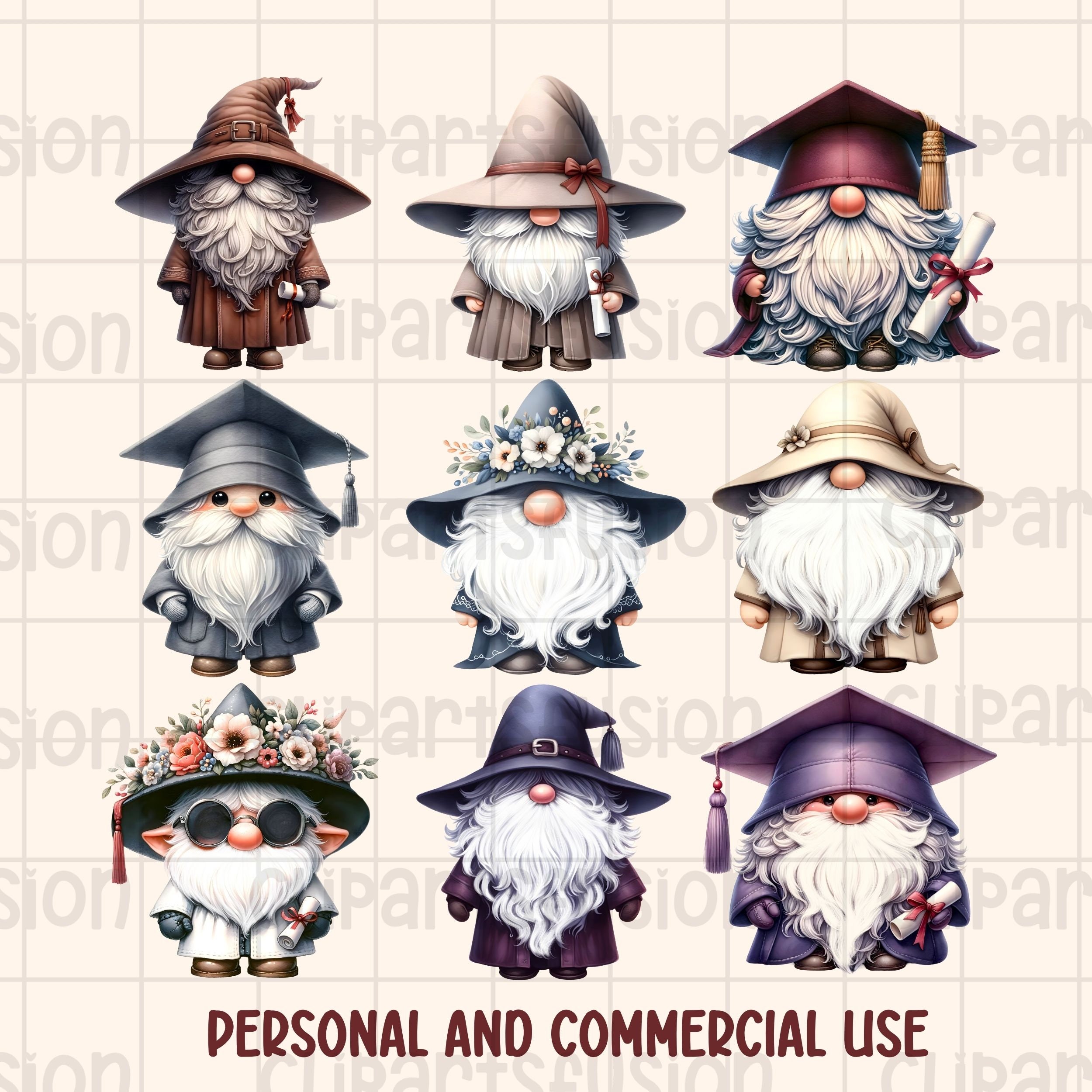 Graduation Gnome Clipart PNG Collection | Watercolor Nome Grad ...