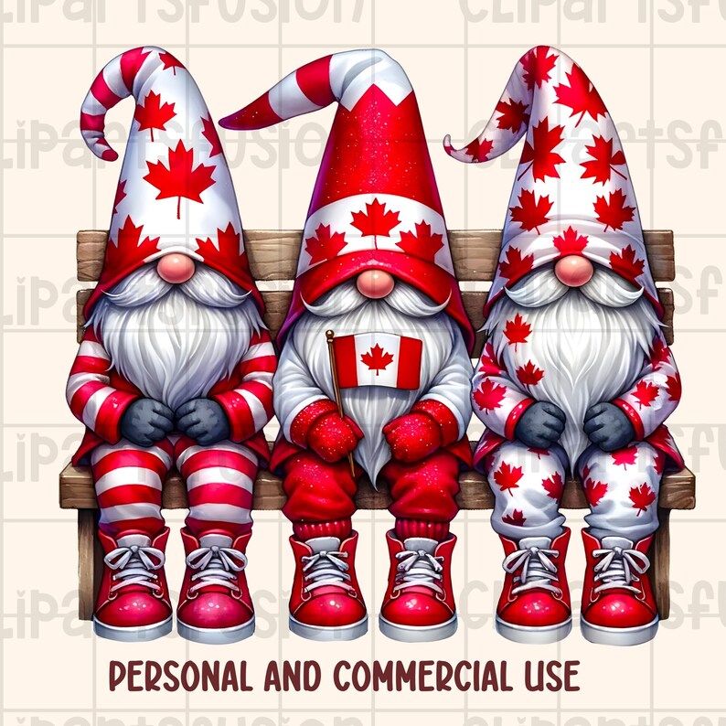Canadian Gnome Watercolor Clipart Collection Set 6 | Independence Day ...