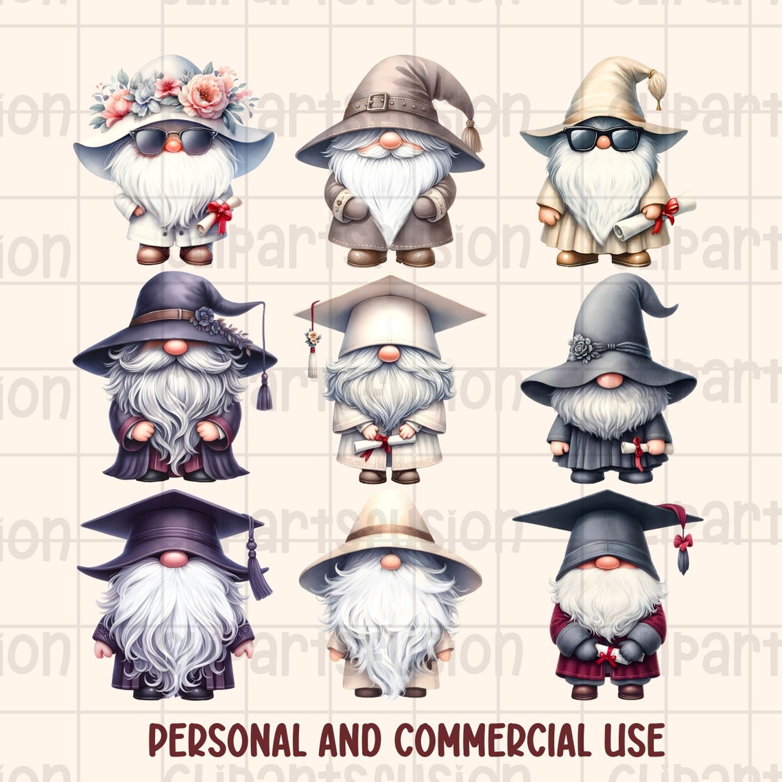Graduation Gnome Clipart PNG Collection | Watercolor Nome Grad ...