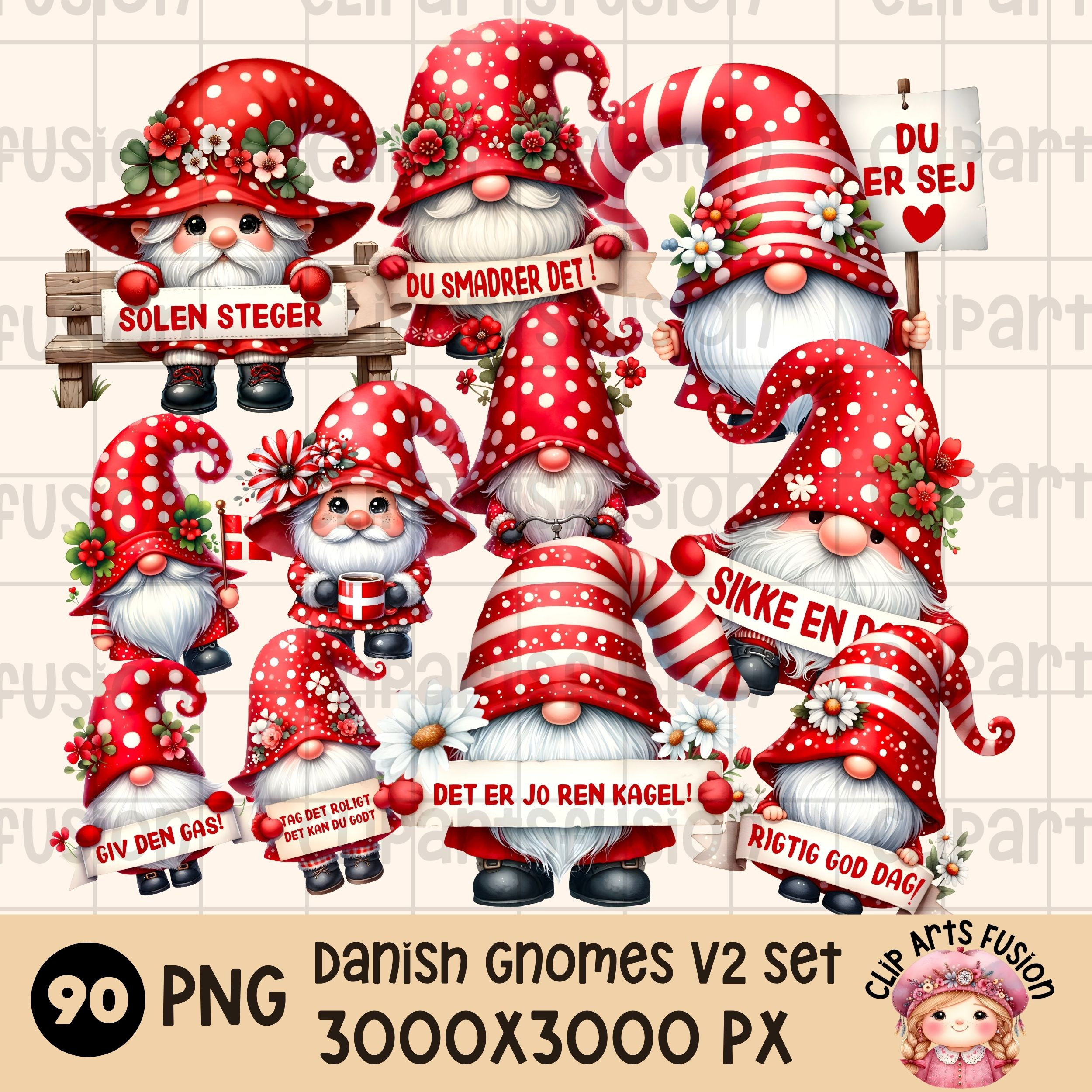 Danish Gnomes Clipart Set | Watercolor Cute Danish Nomes Collection ...