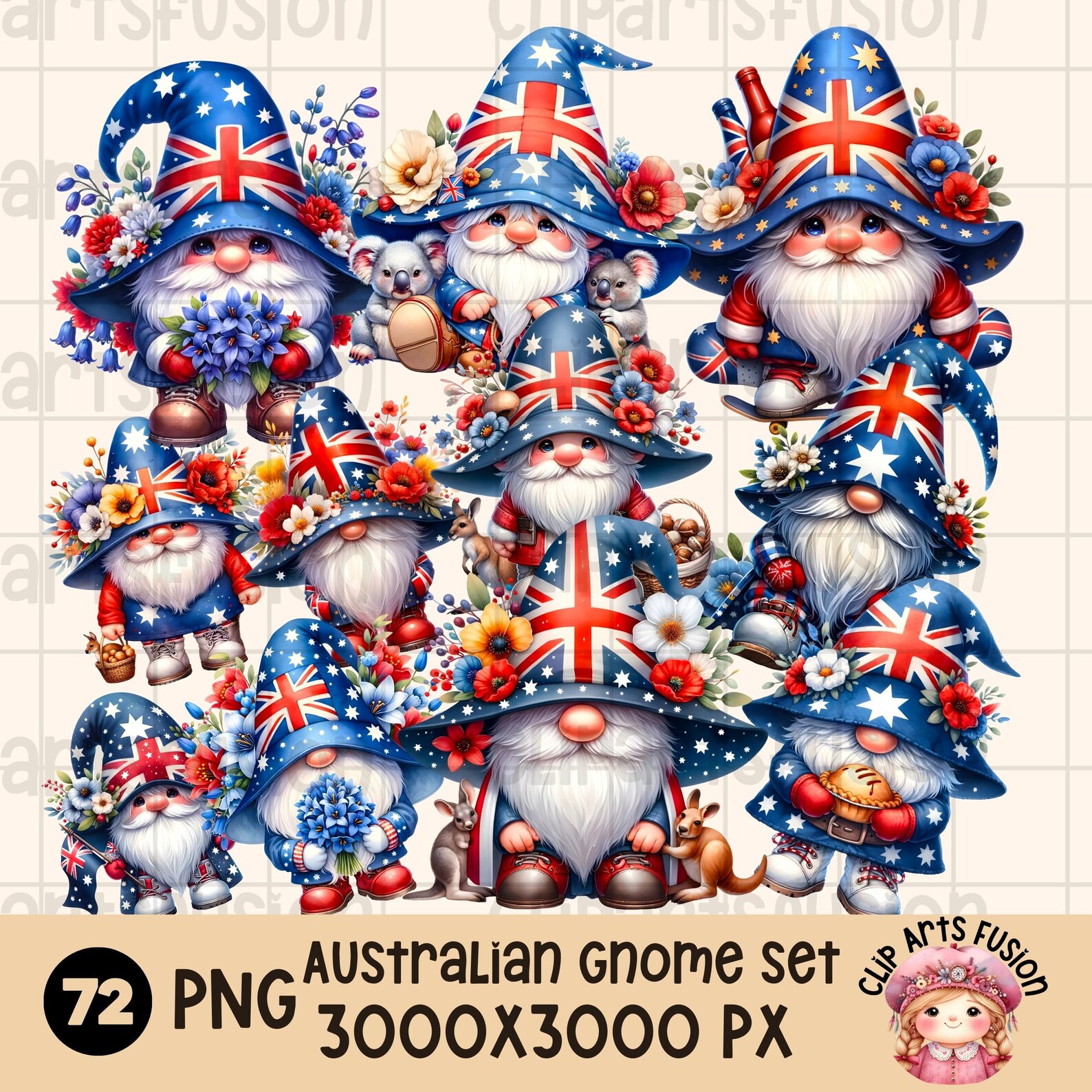Australian Gnome Watercolor Clipart Set | Aussie Gnome Bundle | Travel ...