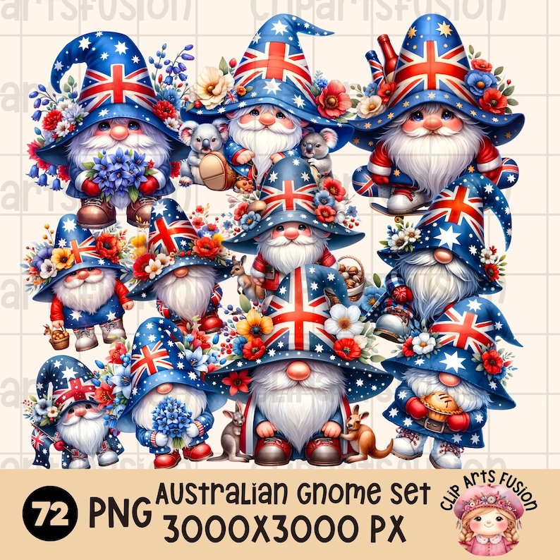 Australian Gnome Watercolor Clipart Set | Aussie Gnome Bundle | Travel ...