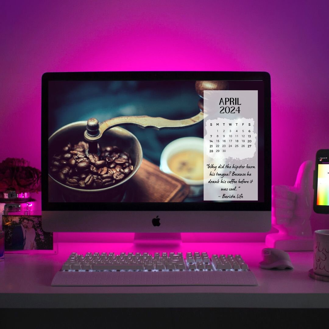 2024 Desktop Calendar Wallpaper Bundle Coffee Lover Minimalist Quotes ...