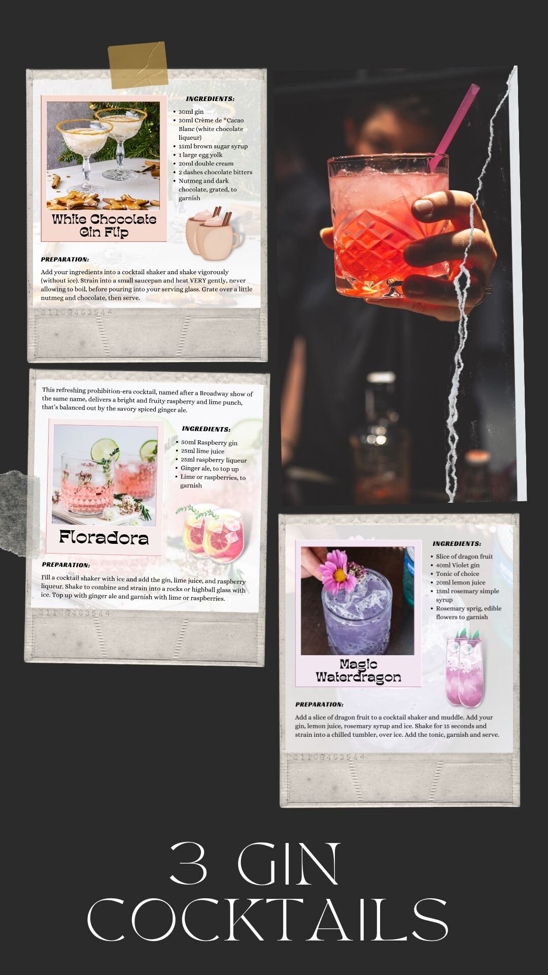 3 Gin Cocktail Recipes Printable PDF - Etsy