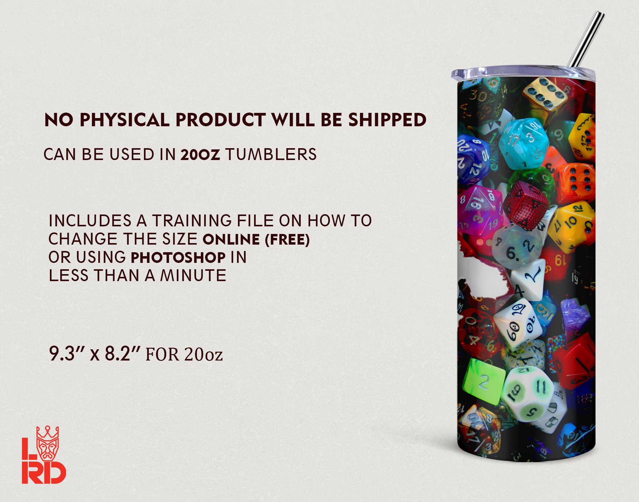 20oz Skinny Tumbler Dice Set Sublimation Design Dice Tumbler - Etsy
