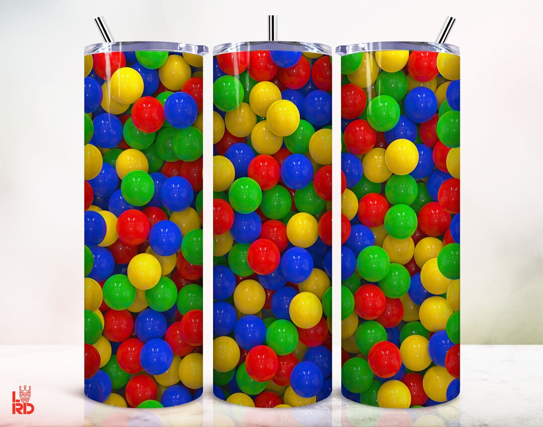 Ball Pit 20oz Skinny Tumbler Sublimation, Colored Ball Tumbler Straight ...