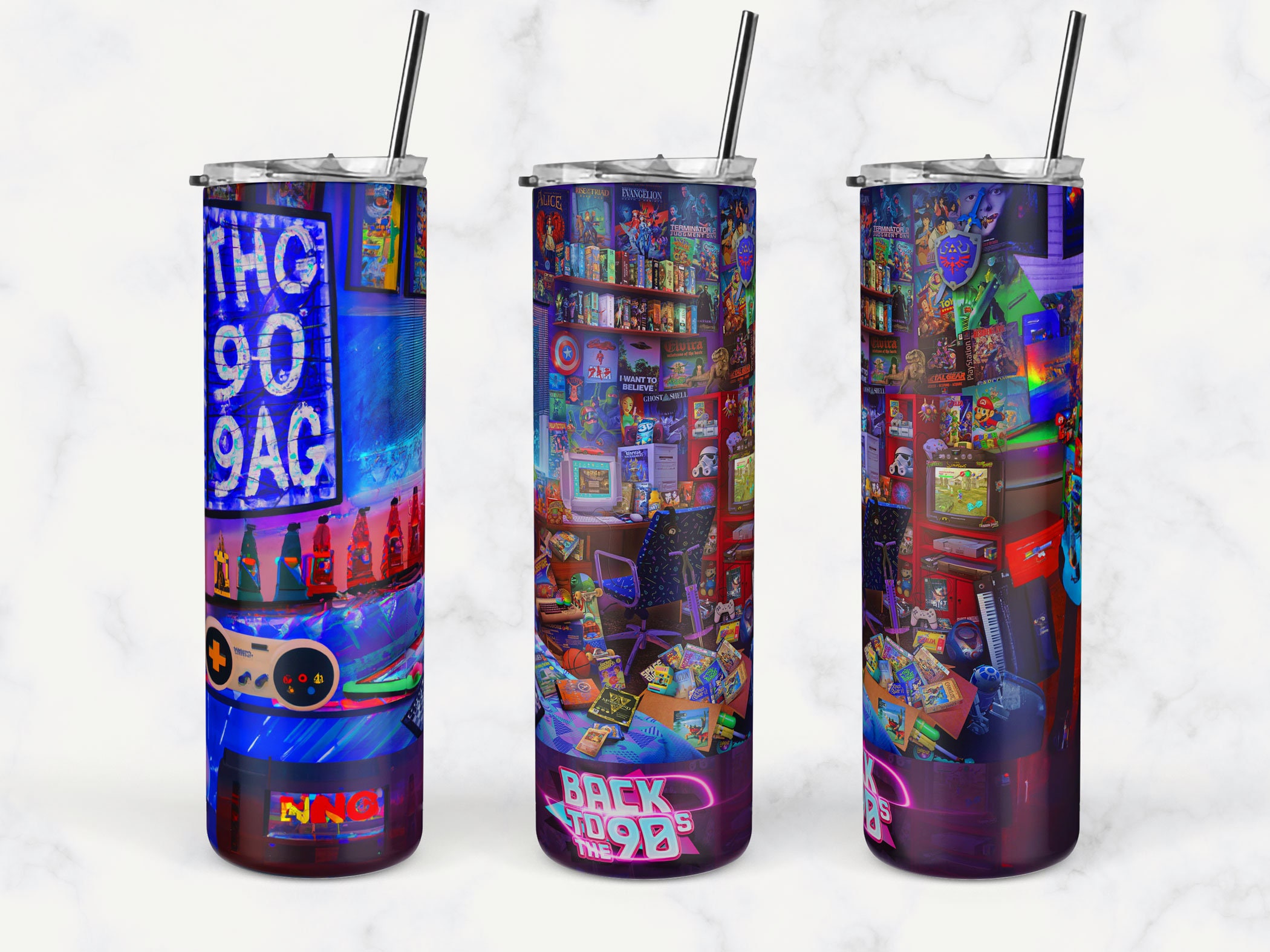 Gamer Tumbler Sublimation Designs Back to 90s Tumbler Wrap - Etsy