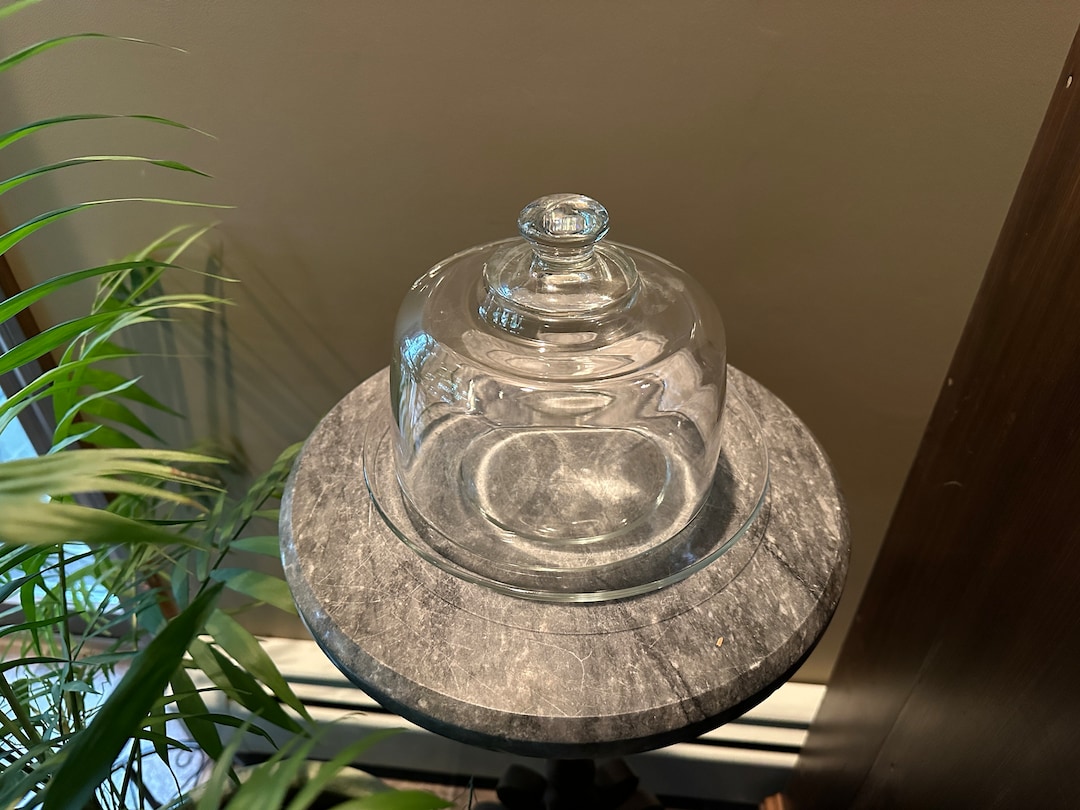 Glass Domed Round Cheese Plate ~ Vintage - Etsy