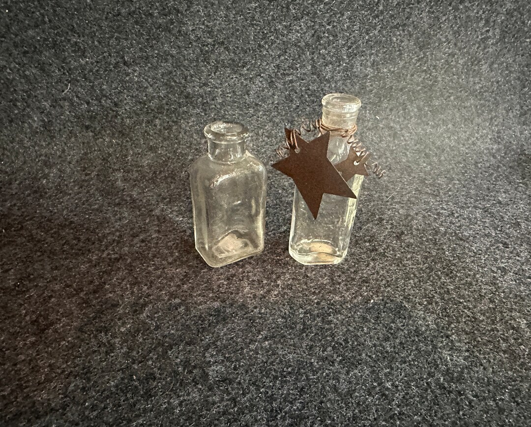 Rustic Mini Bottles ~ Set of 2 ~ Vintage - Etsy
