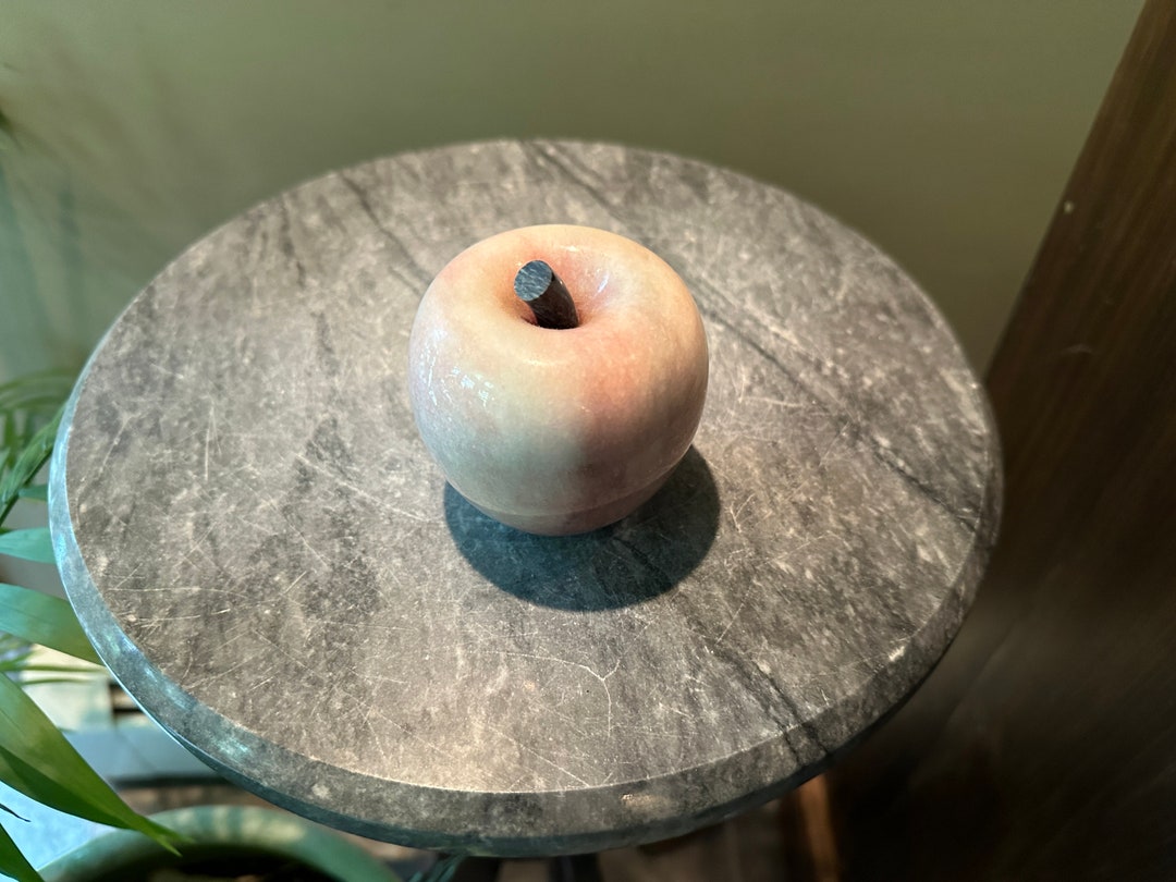 Vintage Natural Stone Pink Marble Apple Paperweight - Etsy