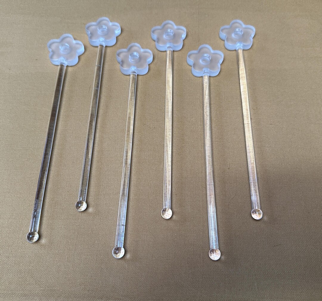 Flower Clear Plastic Drink Stirrers/swizzle Sticks - 7.5" Tall ...