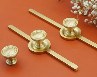 Gold Brass Drawer Knobs Dresser Knobs Back Plate Kitchen Pulls - Etsy