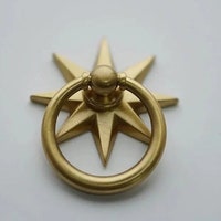 Star Gold Knob Solid Brass Ring Drop Pulls Kitchen Cabinet Knob Gold Knobs Pulls Unique Drawer ...