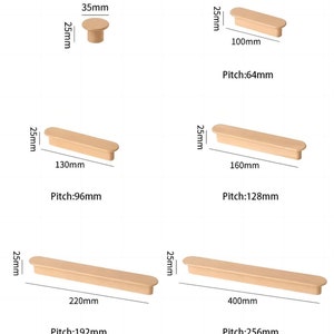 Beech Walnut Wood Drawer Pulls Knobs Natural Wood Cupboard Handles Oak ...
