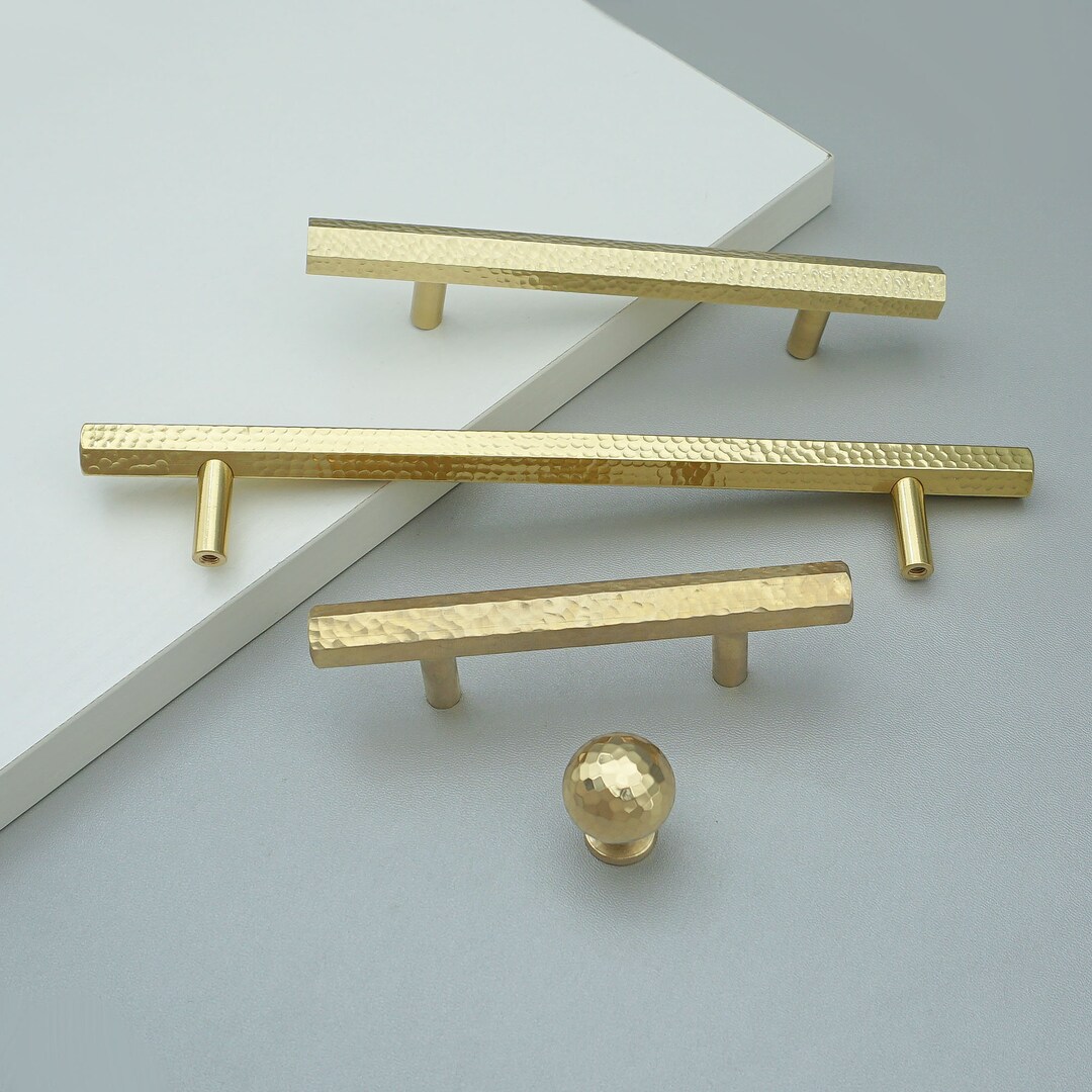 Solid Brass Hexagon Hammered Drawer Pulls Knobs Gorgeous Cabinet Door Handles Gift Mini Dresser ...