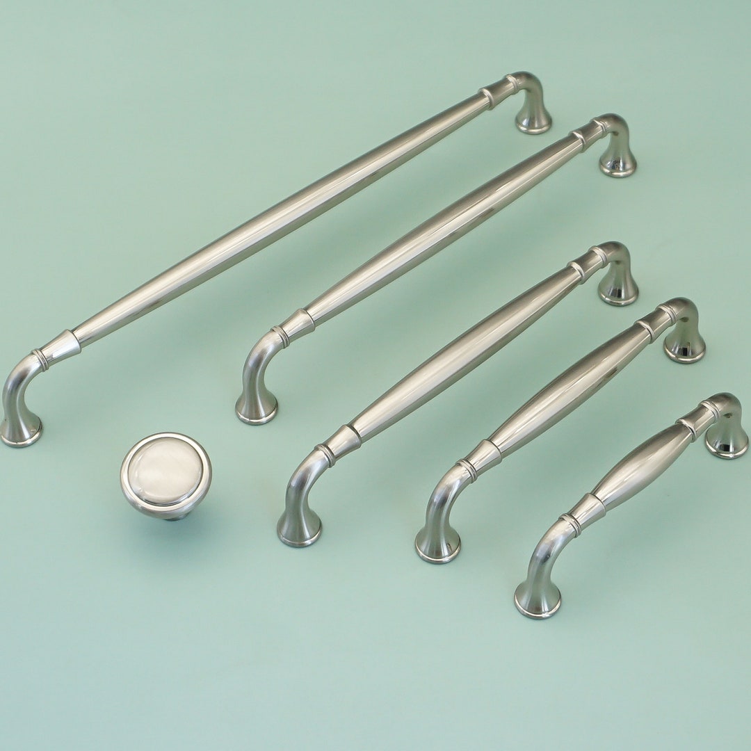 Silver Chrome Cabinet Pull Black Kitchen Hardware Brushed Nickel Drawer ...
