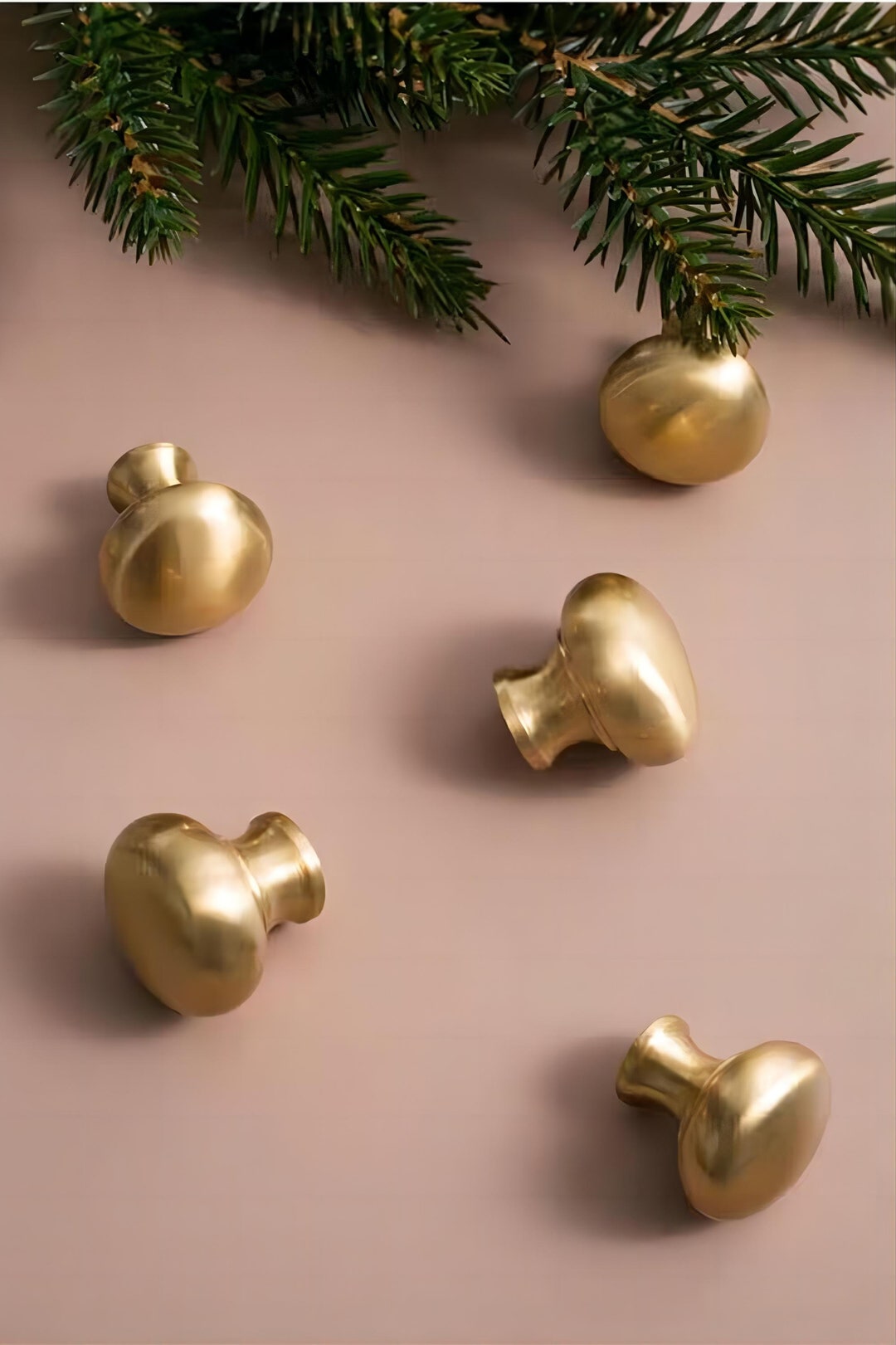 Minimalist Mushroom Drawer Knobs Solid Brass Knobs Brushed Gold Round Knob Gift Luxury Furniture ...