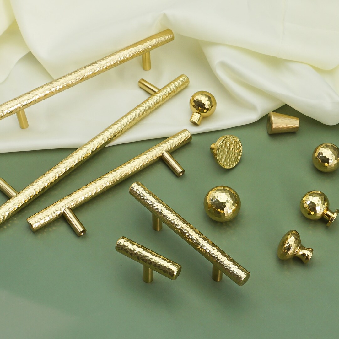 Hammer Solid Brass Kitchen Pull and Knob Mini Dresser Knobs Hammered Drawer Pullcabinet Pull ...