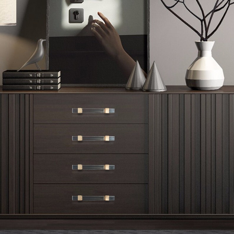 Custom Square Acrylic Drawer Pull Gold Clear Dresser Pulls - Etsy Hong Kong