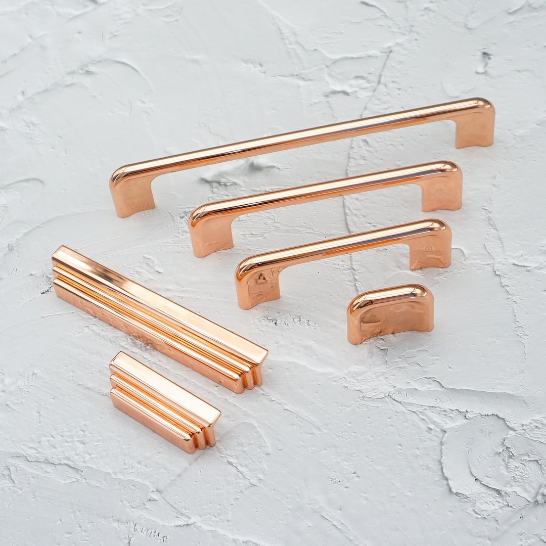 Rose Gold Kitchen Door Handles Modern Stripe Cabinet Handles Unique ...