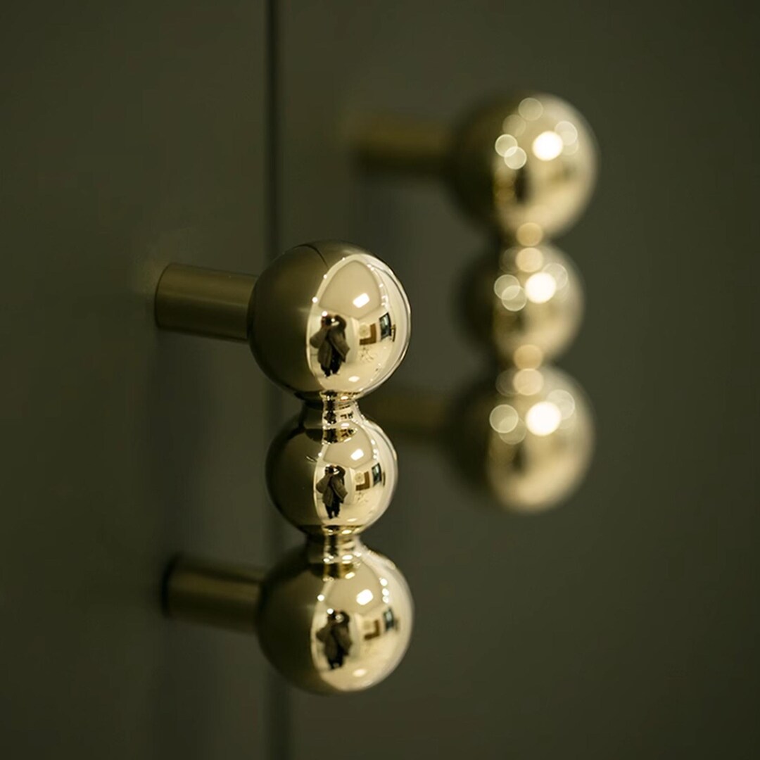 French Cute Drawer Knobs Polished Gold Dresser Knobs Mini Ball Cabinet ...