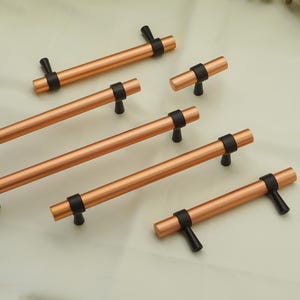 Minimalist Black Copper Drawer Pulls T Bar Handles Modern Cabinet Knobs Handles Copper Kitchen ...