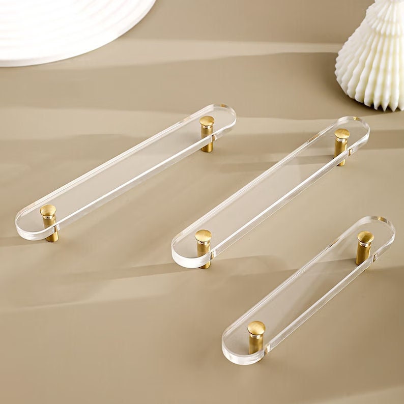 Acrylic Drawer Pulls Clear Gold Cabinet Handle Gift Unique - Etsy