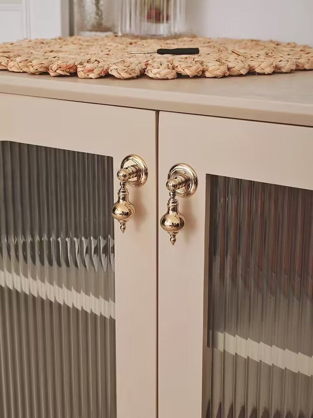 Shiny Gold Drop Drawer Pulls Nordic Solid Brass Cabinet Pull Gold Door ...