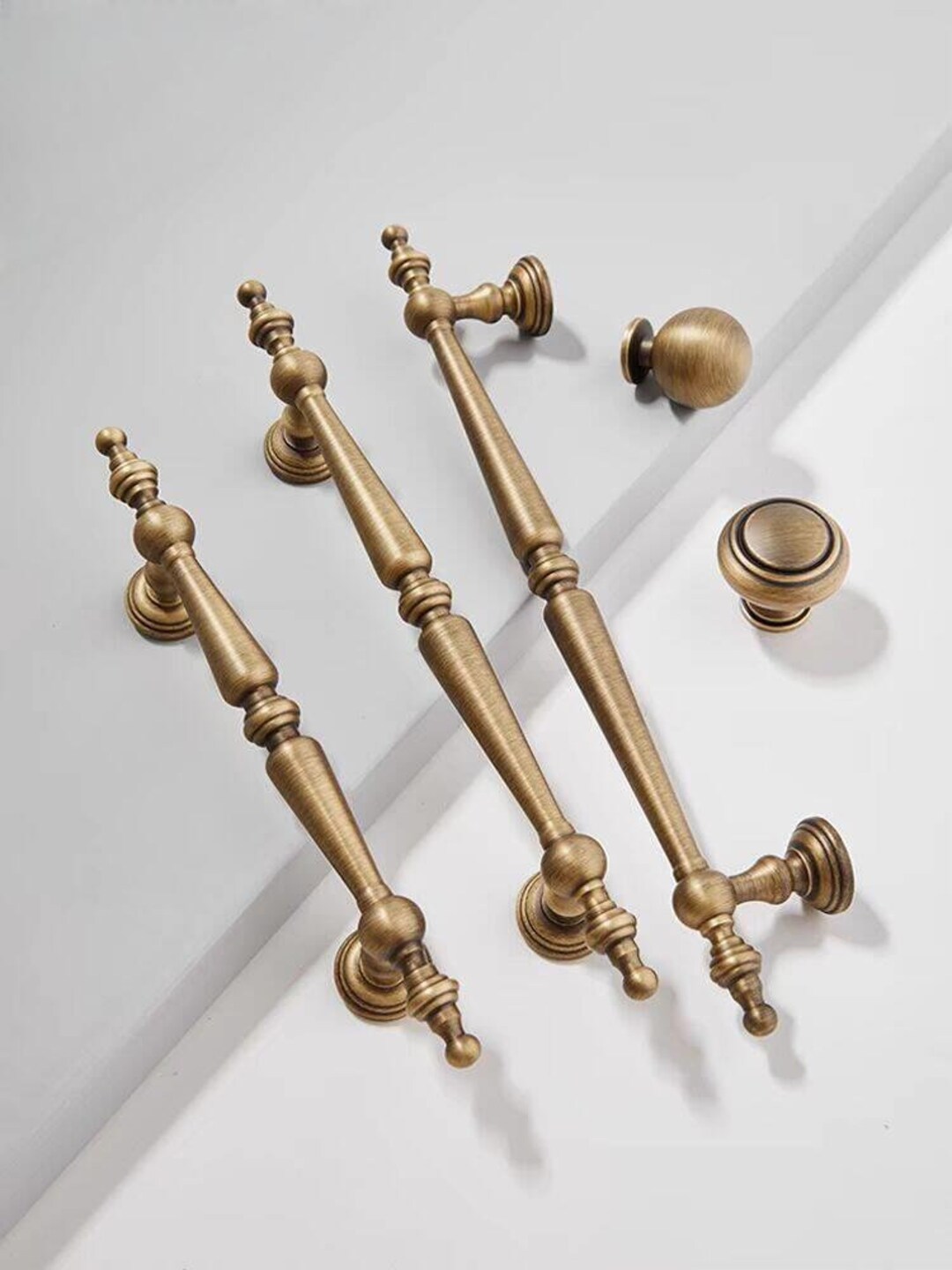 Art Deco Drawer Pulls Solid Brass Cabinet Knobs Pulls Antique Bronze Drawer Knobs Handles ...