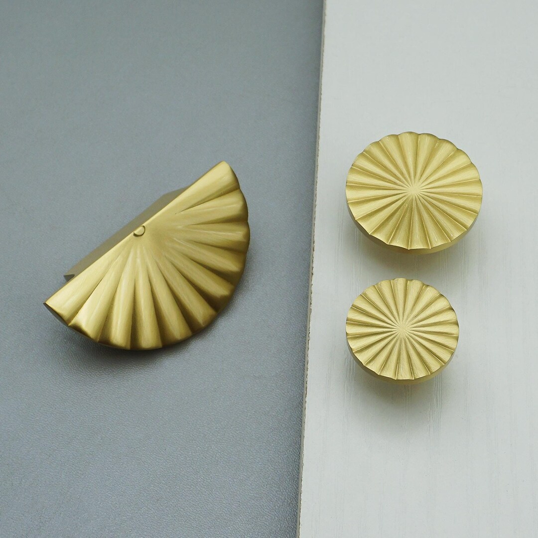 Half Moon Texture Drawer Pulls,semicircle Pulls,sunflower Knobs,art Deco Cabinet Knobs,golden ...