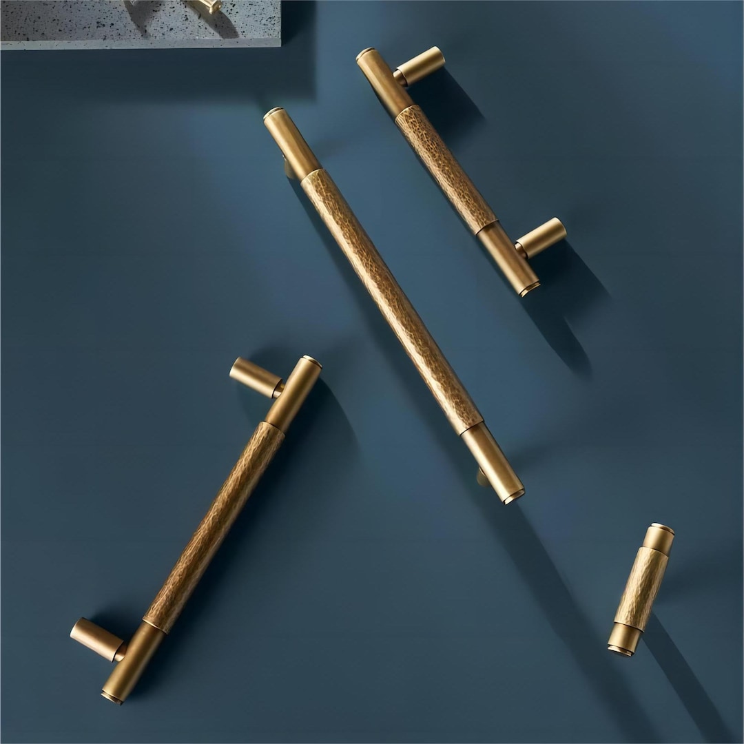 Hammered Solid Brass Knobs Shiny Gold Cabinet Knobs Modern Drawer Knob ...