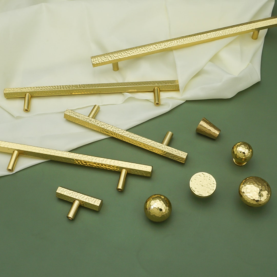 Hammer Drawer Pulls Knobs Solid Brass Cabinet Door Handles Hexagon Cabinet Pull Modern Mini ...