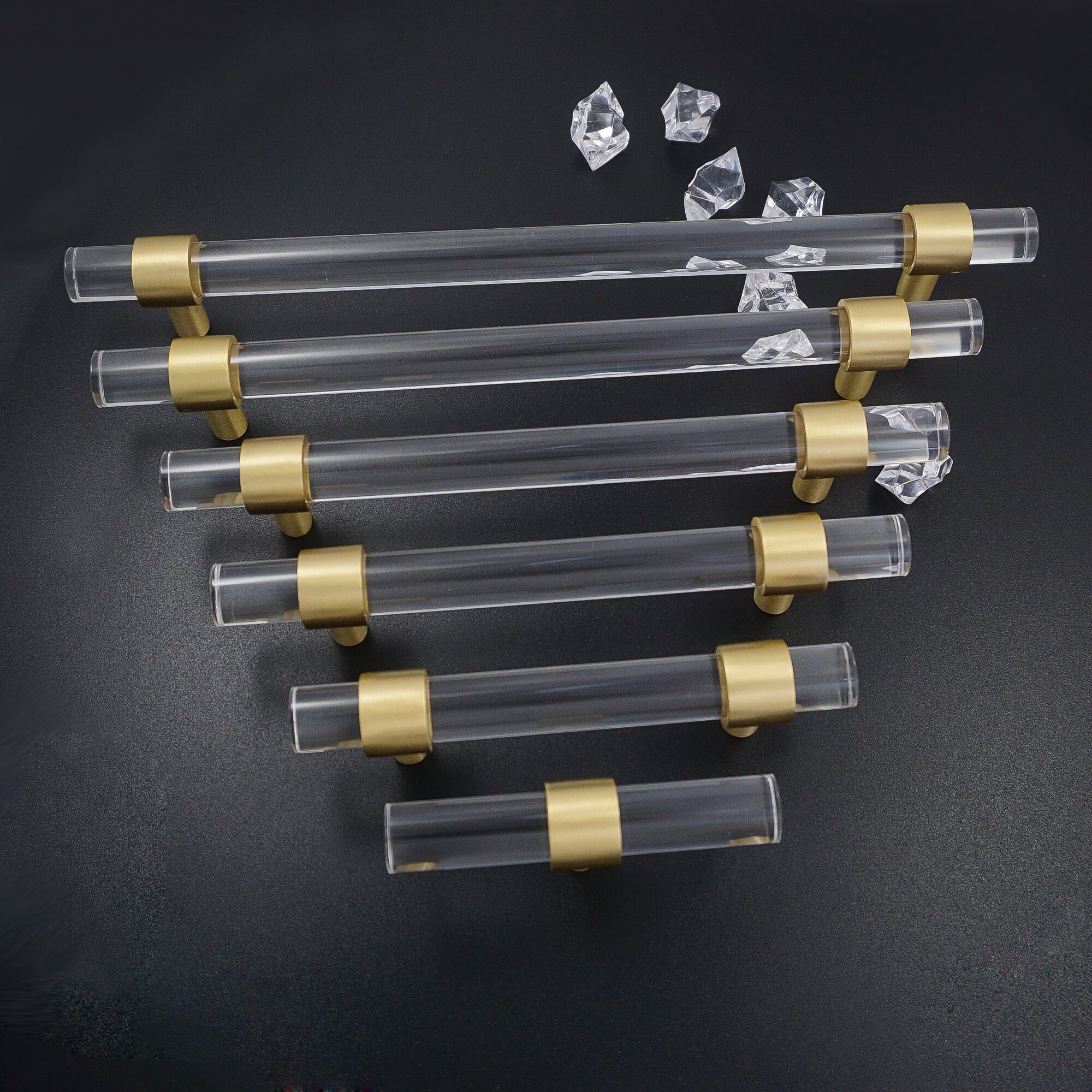 Customizable Brushed Brass Drawer Pulls With Clear Acrylic - Etsy Hong Kong