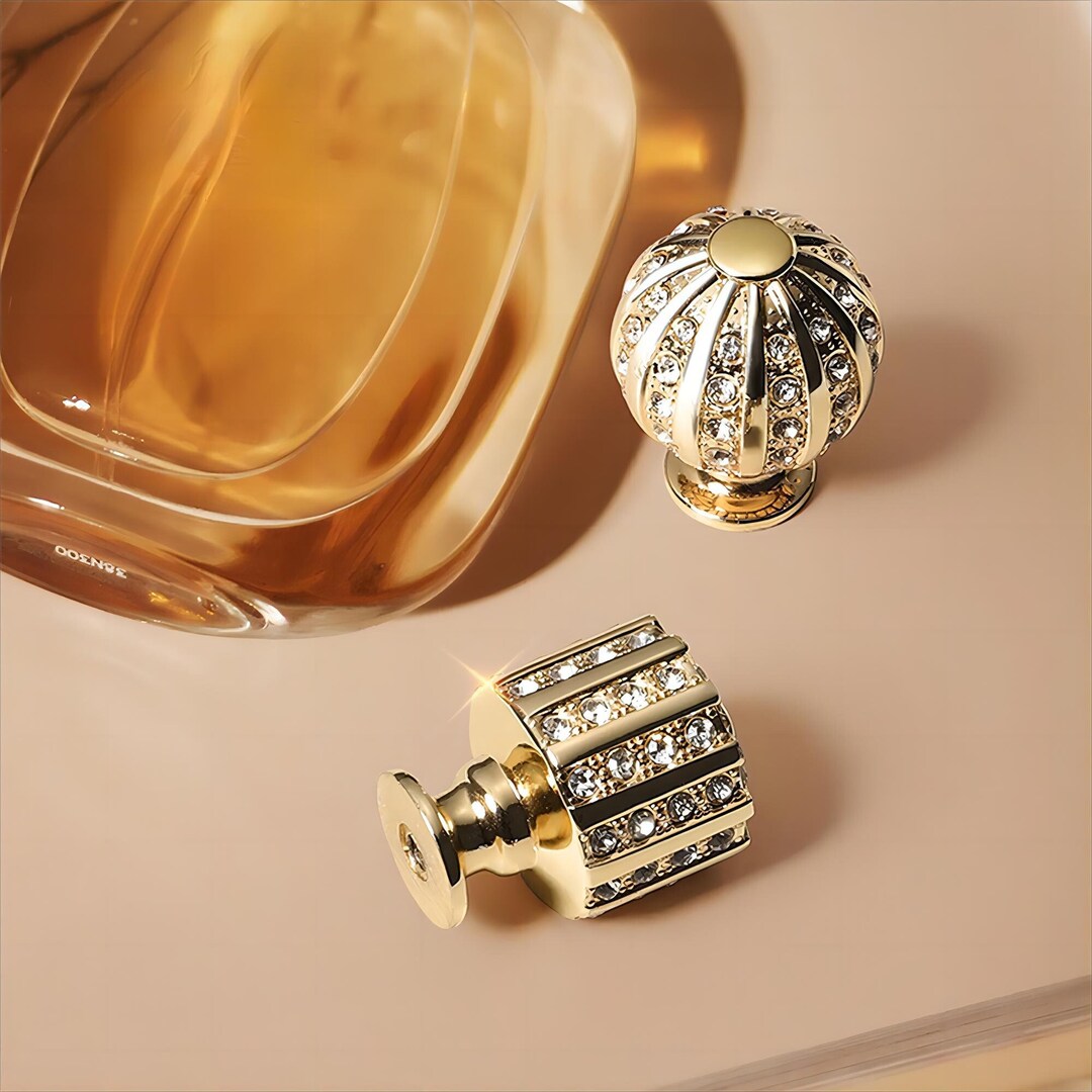 Art Deco Drawer Knob Rhinestone Glass Knobs Cylindrical Crystal Knob Ball Dresser Pulls Clear ...