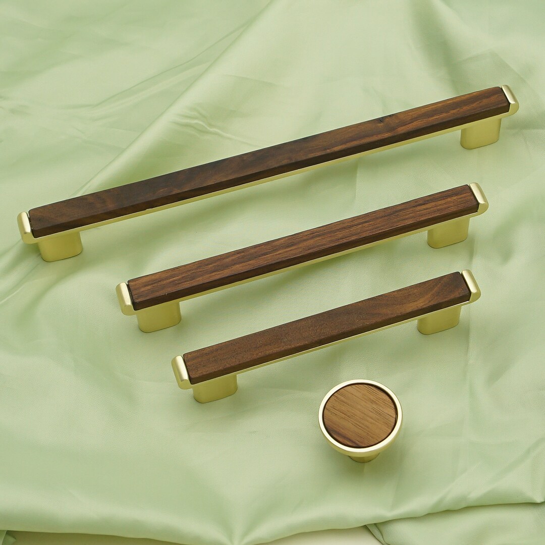 Black Walnut Drawer Knobs Pulls Natural Wood Cabinet Handles Walnut ...